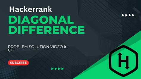 Diagonal Difference Hackerrank C Solution Video Youtube