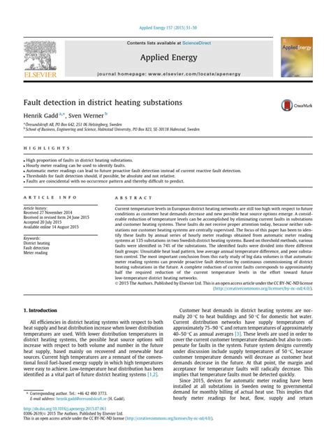 Fault Detection In District Heating Substations Pdf District Heating Temperature