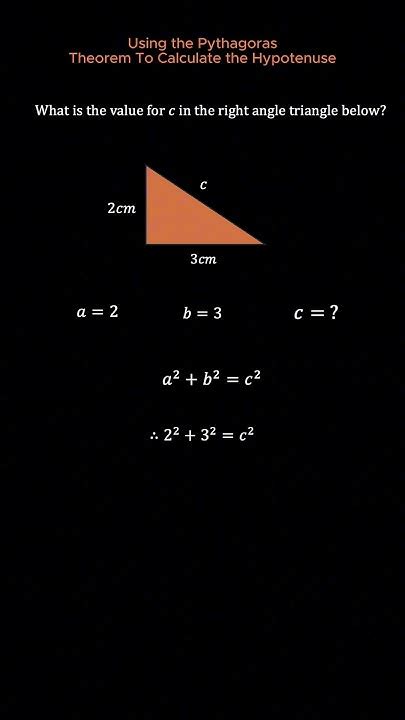 using the pythagoras theorem to evaluate the hypotenuse ii learning