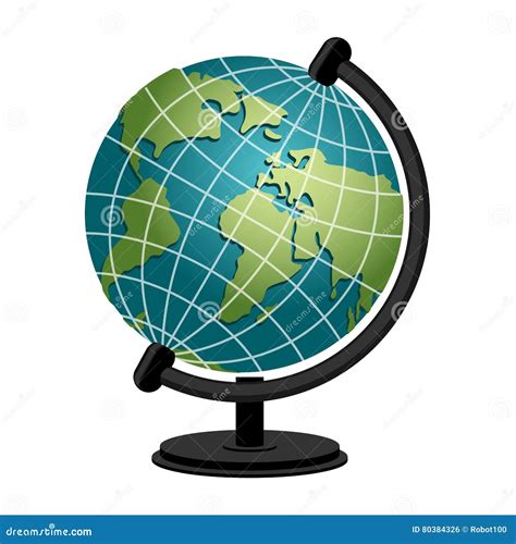 Earth School Geography Globe Model Of Planet Sphere Stock Vector