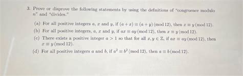 Solved Prove Or Disprove The Following Statements By Chegg