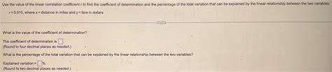 Solved Use The Value Of The Linear Correlation Coefficient R