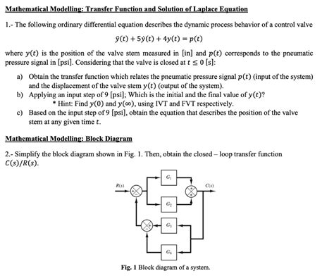 Solved Mathematical Modelling Transfer Function And