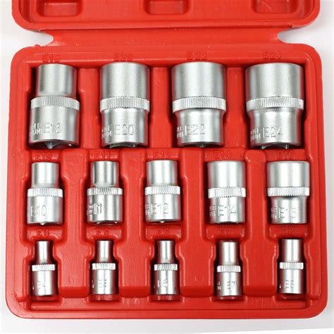 14 Pc E Type Torx Star Female Socket Set 1 4 3 8 And 1 2 Drive E4 E24 Econosuperstore