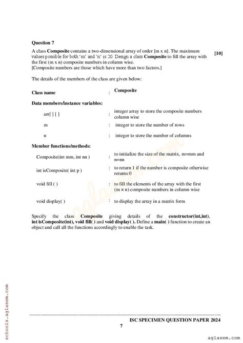 Isc Class 12 Computer Science Specimen Paper 2024 Pdf