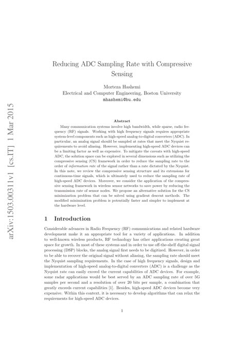 Pdf Reducing Adc Sampling Rate With Compressive Sensing