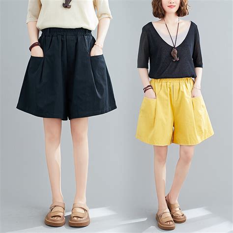 ไขมัน Mm ขนาดใหญ่แลดูผอมผ้าฝ้ายผ้าฝ้ายและผ้าลินินขากว้างกางเกงสั้นหญิงสำหรับฤดูร้อนเพิ่มขนาดใหญ่