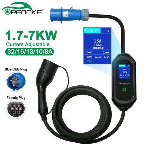 휴대용 Ev 자동차 충전기 타입 2 Iec 62196 월박스 전기차 충전 케이블 Cee 블루 플러그 Evse 전기차 충전기 Aliexpress