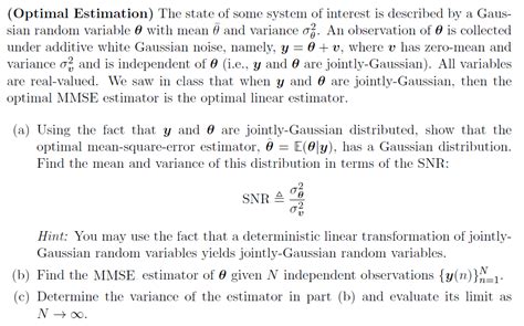 Linear Mmse Estimator For Gaussian Distribution
