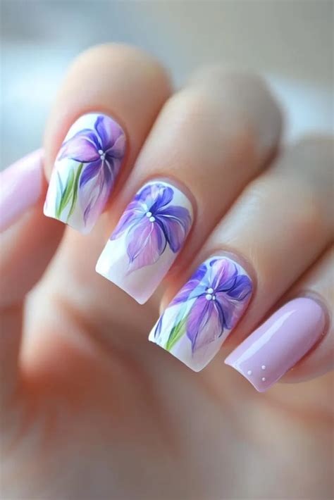 15 Stunning Matte Purple Floral Nail Designs For Elegant Spring Looks