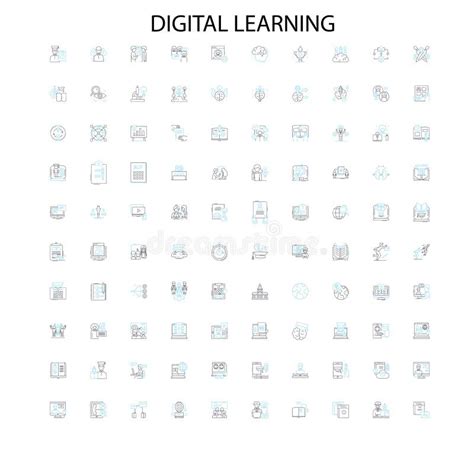 Digital Learning Icons Signs Outline Symbols Concept Linear Illustration Line Collection
