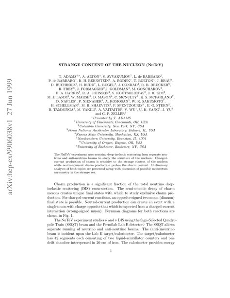 Pdf Strange Content Of The Nucleon Nutev