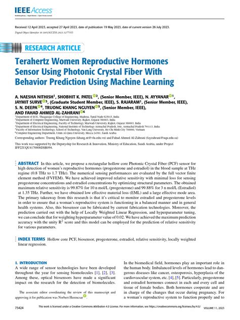 Terahertz Women Reproductive Hormones Sensor Using Photonic Crystal Fiber With Behavior