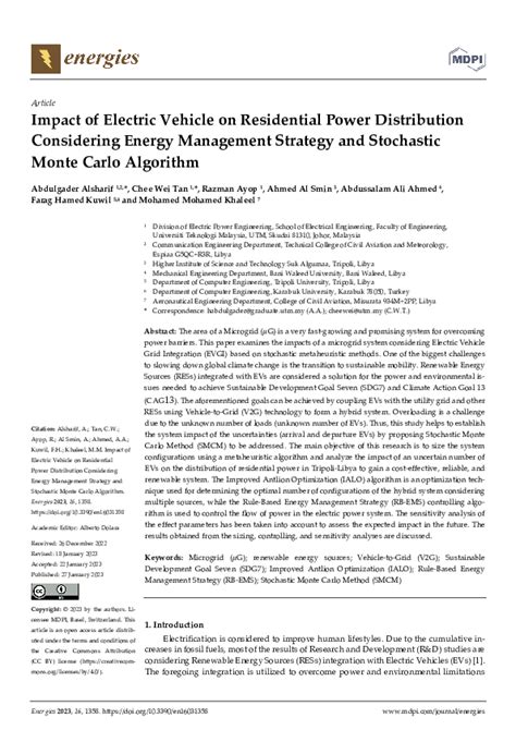 Pdf Impact Of Electric Vehicle On Residential Power Distribution