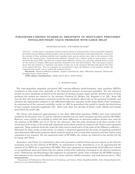 Pdf Parameter Uniform Numerical Treatment Of Singularly Perturbed