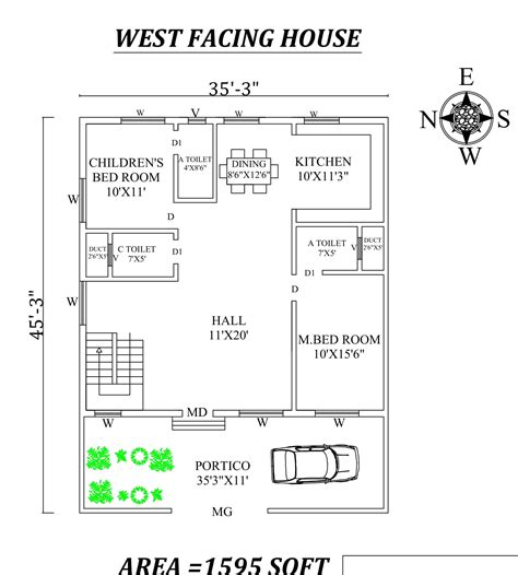 27 X56 6 Marvelous 2bhk West Facing House Plan As Per Vastu Shastra