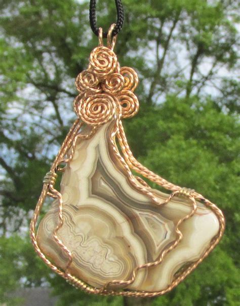 Agate Geode Slice Pendant Wrapped In Bronze Wire Etsy