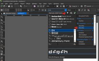 Favorite Fonts Folder Menu Or Toolbar Corel Font Manager CorelDRAW Graphics Suite