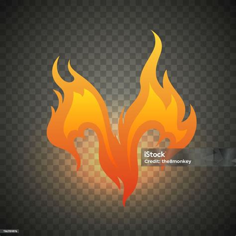 투명 한 배경에 격리 된 현실적인 화재 불꽃 디자인과 장식을위한 스파크와 특별한 굽기 빛 효과 벡터 일러스트레이션 가연성에 대한 스톡 벡터 아트 및 기타 이미지 Istock