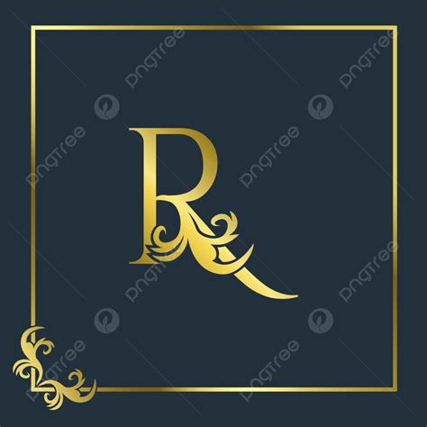 الذهبي حرف R الفاخرة رمز الشعار حرف واحد فقط زهري الخط Png والمتجهات