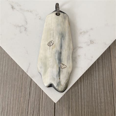 Shira N OOAK Light And Dark Horn And Diamond Slice Luxe Statement Pendant WinterLemon