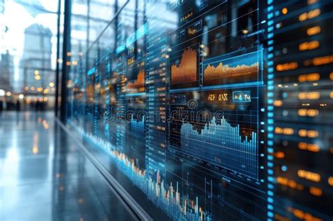 Advanced Financial Data Visualization In A Corporate Office During Business Hours Stock Image