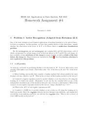 HW4 Pdf IEOR 242 Applications In Data Analysis Fall 2023 Homework Assignment 4 November 3