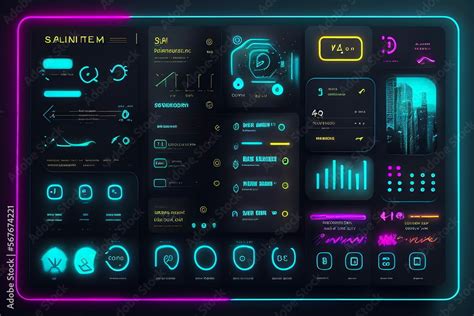 Modern Neon User Interface Dashboard Design Futuristic Aesthetic Desktop Layout Concept