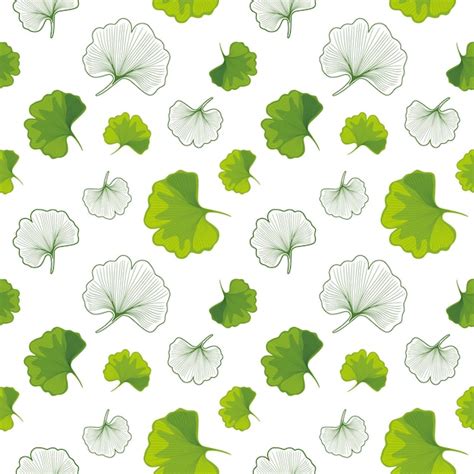 Premium Vector Vector Seamless Pattern Of Ginkgo Biloba Leaves