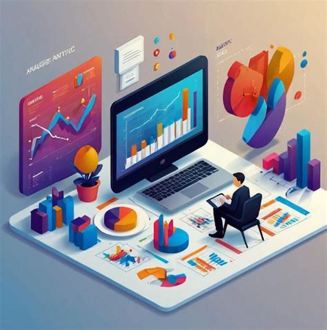 High Quality Isometric Business Analytics Illustration Premium Ai Generated Image