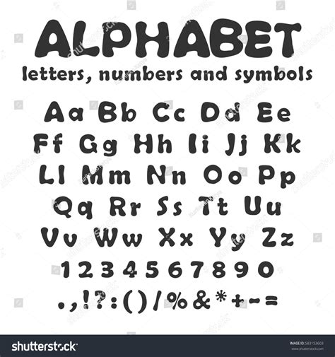 Uppercase Lowercase Letters Numbers Symbols Alphabet Stock Vector Royalty Free 583153603