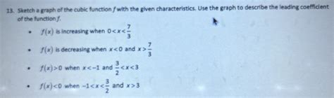 solved 13 sketch a graph of the cubic function f with the given