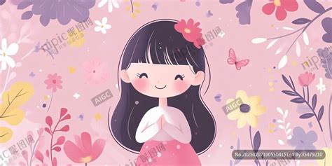 ai创作图春季女孩插画 情人节女孩插画背景 女孩捧花微笑插画 卡通妇女节女王节插画 卡通女孩扁平插画 春天少女插画 甜美女孩插画 女生节插画