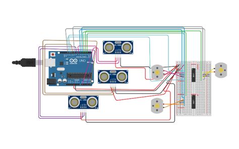 Circuit Design Control Dc Motor By Using H Bridge Motor Driver Ultrasonic D S Tinkercad