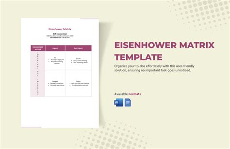 Eisenhower Decision Making Matrix Template