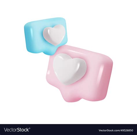 3d Icon Message Dialog Button With Heart Vector Image