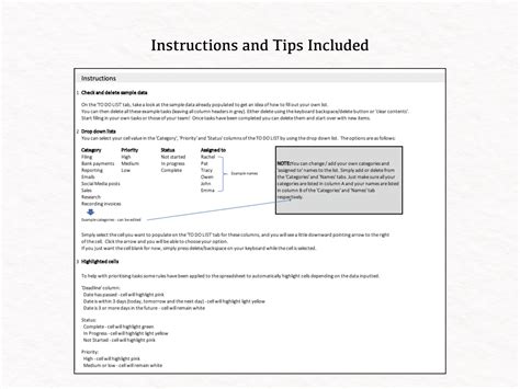 To Do List Task Allocation Excel Spreadsheet Digital Download Excel Template Work Place To