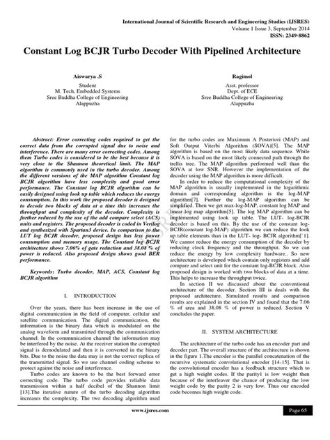 Constant Log Bcjr Turbo Decoder With Pipelined Architecture Pdf Forward Error Correction