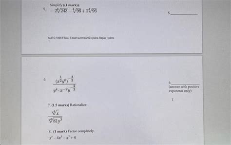 Solved Simplify 1 Mark 2