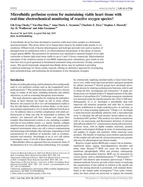 Pdf Microfluidic Perfusion System For Maintaining Viable Heart Tissue