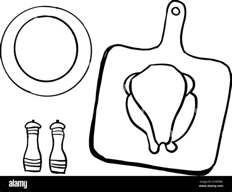 Hand Drawn Illustration Of Chopping Board And Chicken Stock Vector Image And Art Alamy