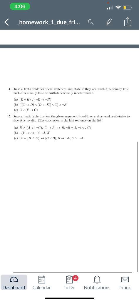 Draw A Truth Table For These Sentences And State Chegg Com