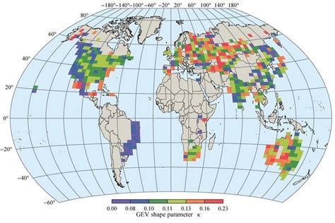 Geographical Distribution Of The Mean Value Of The Gev Shape Parameters Download Scientific