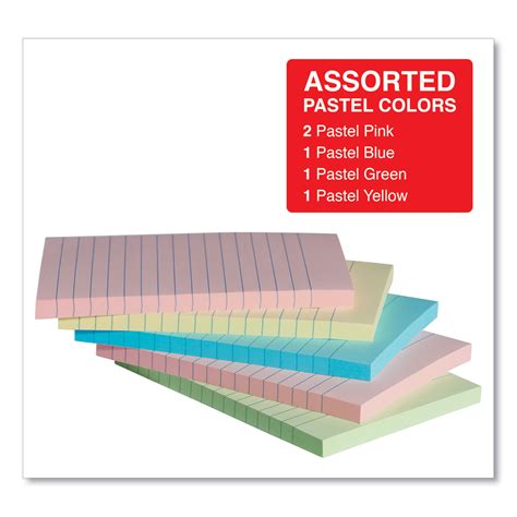 Self Stick Note Pads Note Ruled 4 X 6 Assorted Pastel Colors 100 Sheetspad 5 Padspack