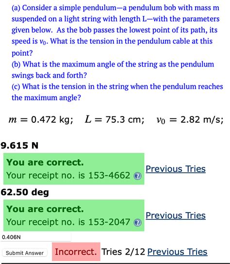 Solved A Consider A Simple Pendulum A Pendulum Bob With Chegg Com