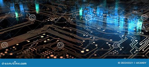 Minimalistic Abstract Background With Circuit Board Patterns And Glowing Pathways Symbolizing