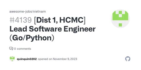 Đức Minh GiÃ DƯƠng On Linkedin Dist 1 Hcmc Lead Software Engineer Gopython · Issue 4139