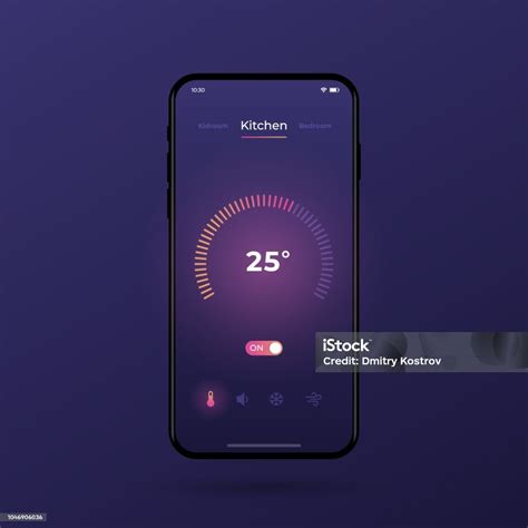 대시보드 Ui와 Ux 키트 제어 센터 디자인입니다 방에 온도 제어입니다 온도에 대한 스톡 벡터 아트 및 기타 이미지 온도 장치 화면 전화 Istock