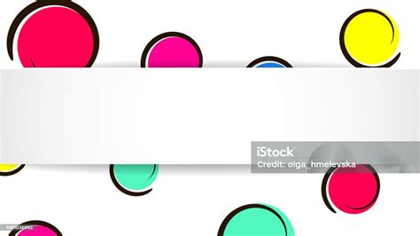 팝 아트 화려한 색종이 배경 큰 색된 반점 그리고 검은 점 및 잉크 라인 흰색 바탕에 동그라미 노랑에 대한 스톡 벡터 아트 및 기타 이미지 Istock