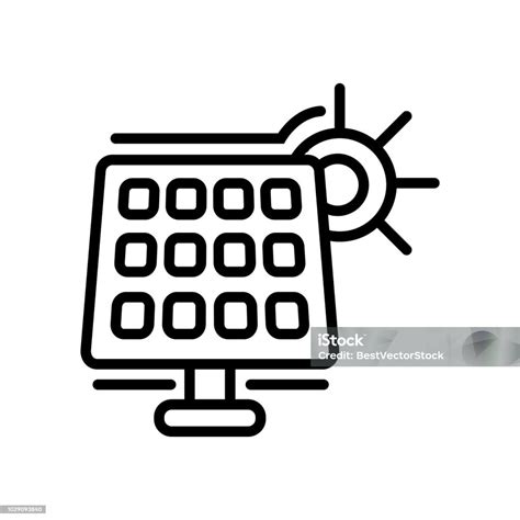 흰색 배경 태양 전지 패널 기호 선 또는 선형 기호 개요 스타일에서 요소 디자인에 고립 된 태양 전지 패널 아이콘 벡터 0명에 대한 스톡 벡터 아트 및 기타 이미지 Istock